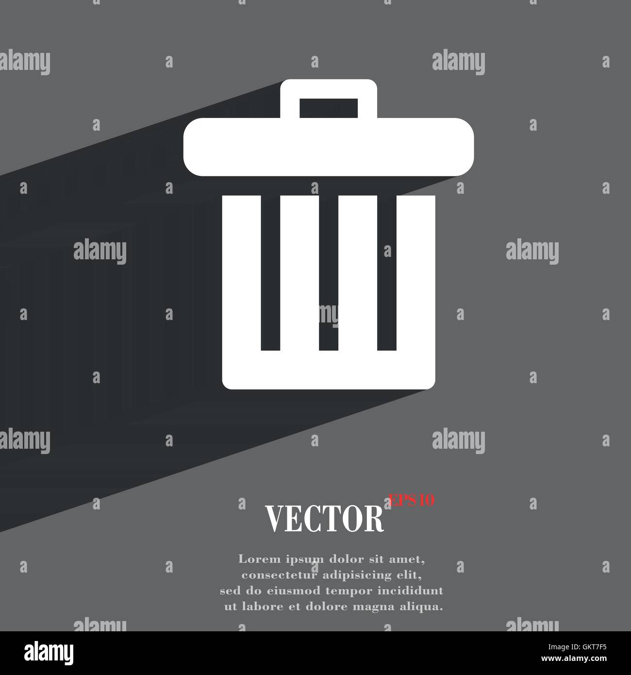Recycle bin icon symbol Flat modern web design with long shadow and ...