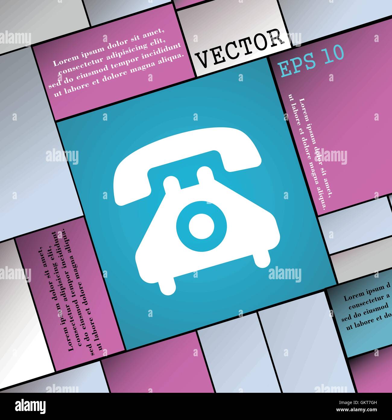 retro telephone handset icon sign. Modern flat style for your design ...