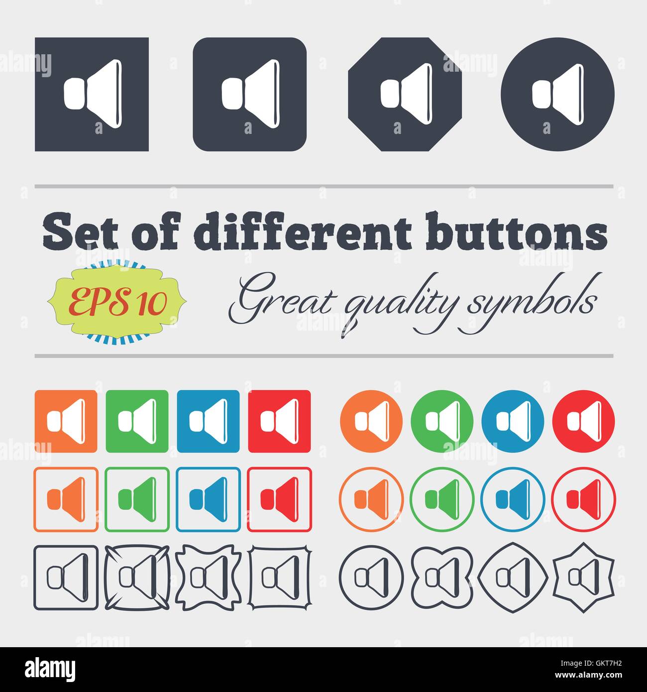 volume, sound icon sign. Big set of colorful, diverse, high-quality ...