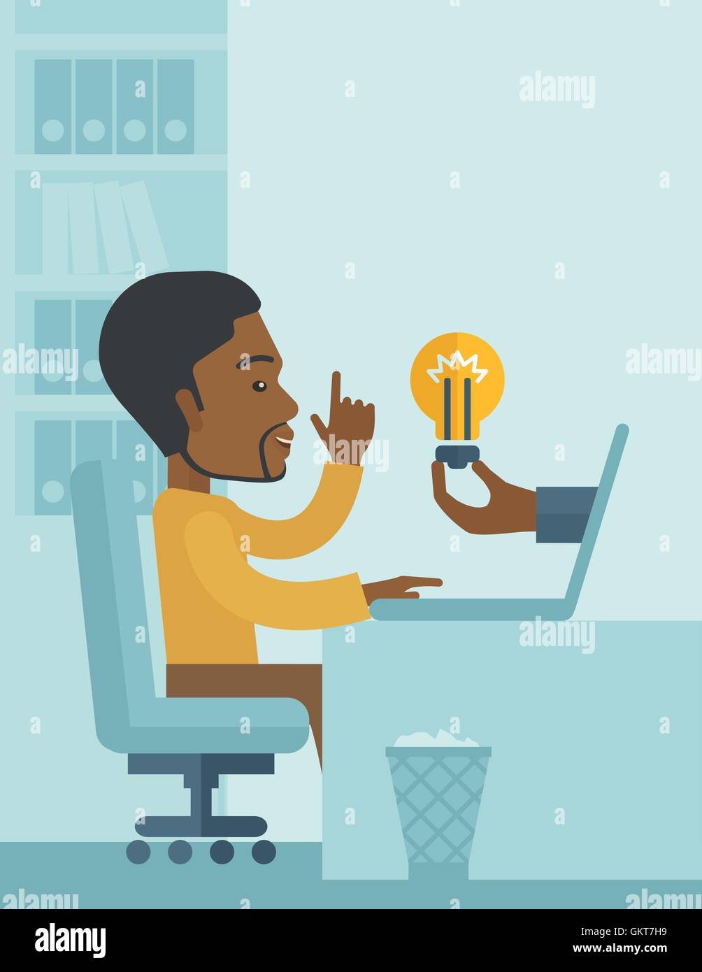 Laptop typing black man Stock Vector Images - Alamy