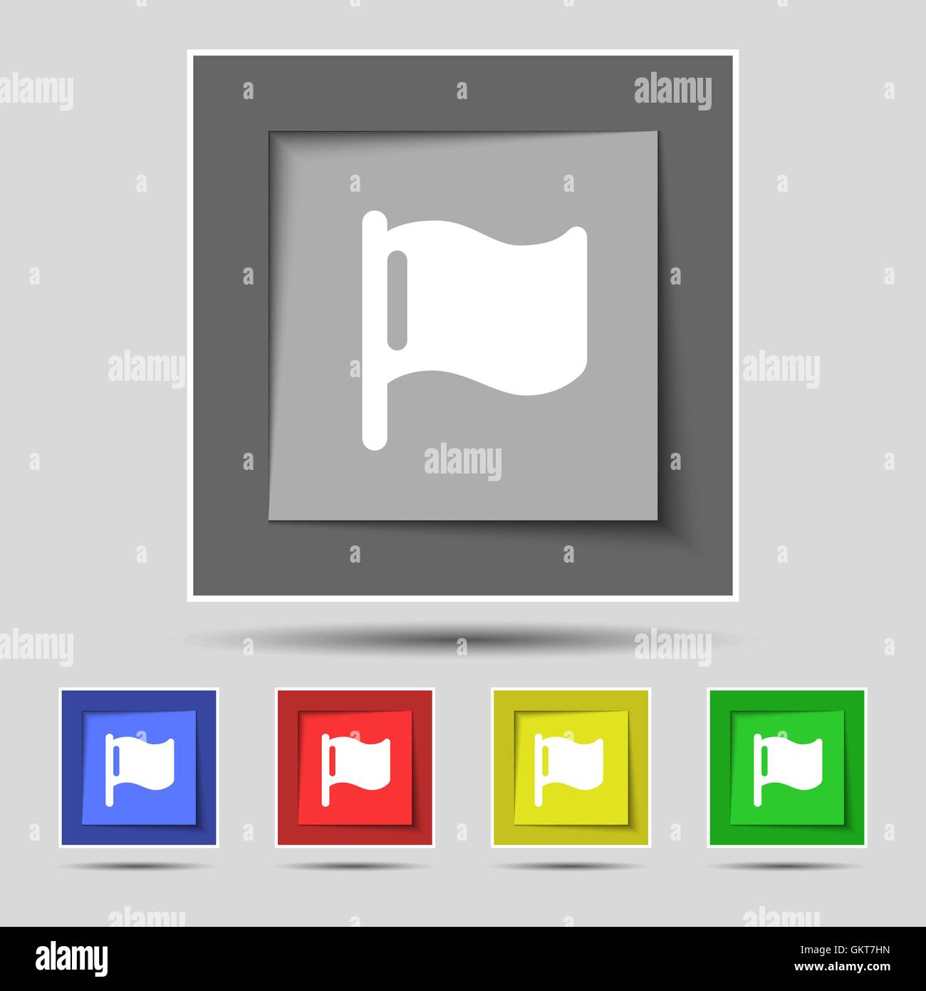 flag icon sign on the original five colored buttons. Vector Stock ...