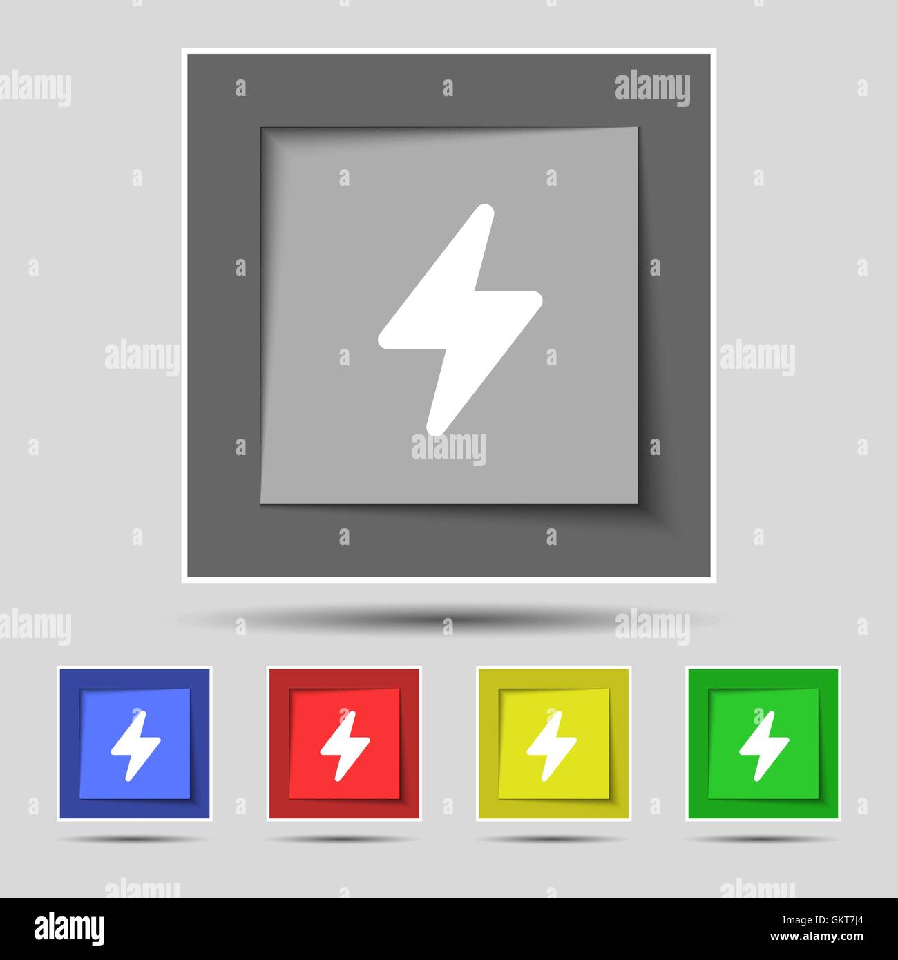 Photo flash icon sign on the original five colored buttons. Vector ...