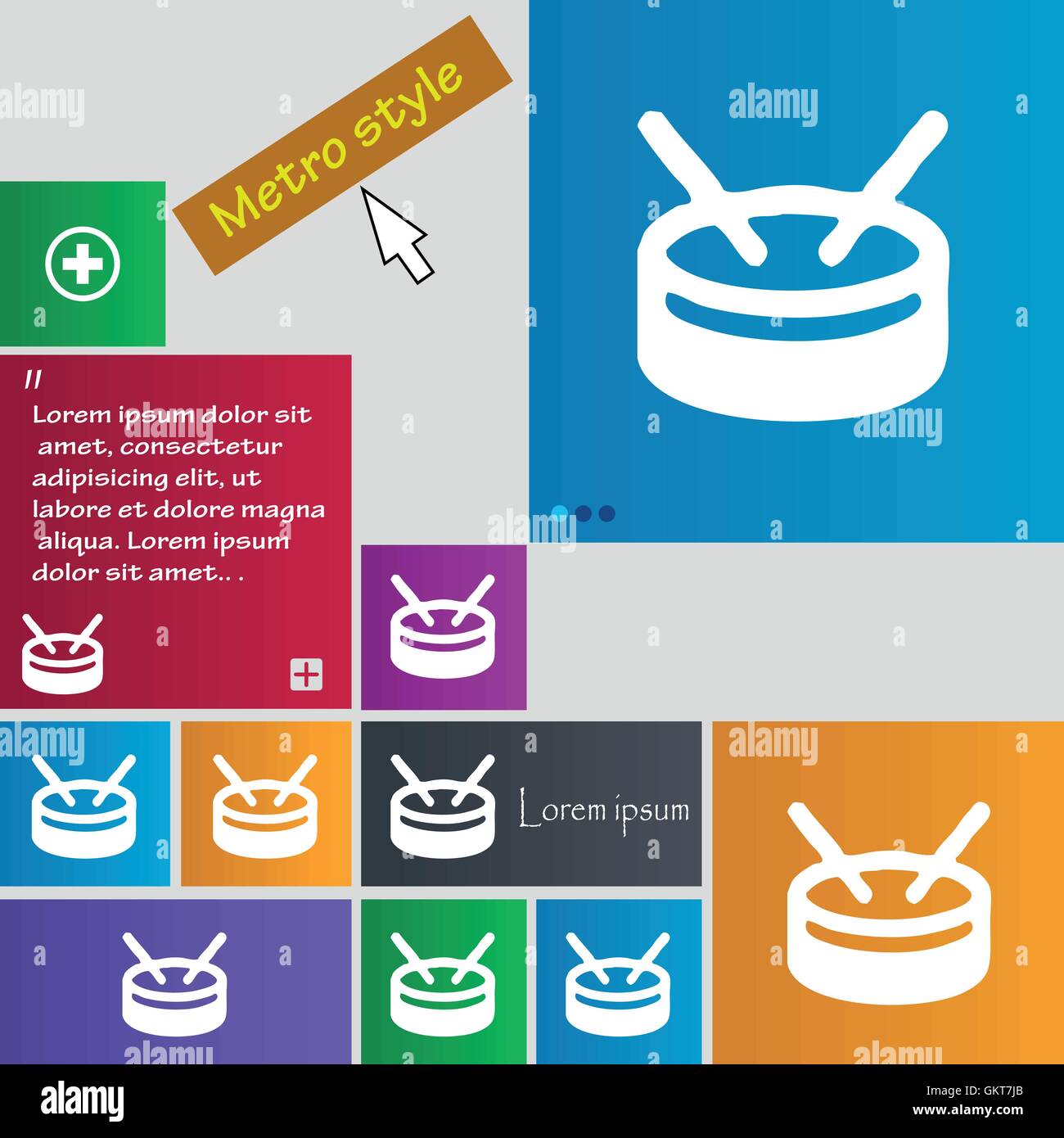 drum icon sign. buttons. Modern interface website buttons with cursor pointer. Vector Stock ...