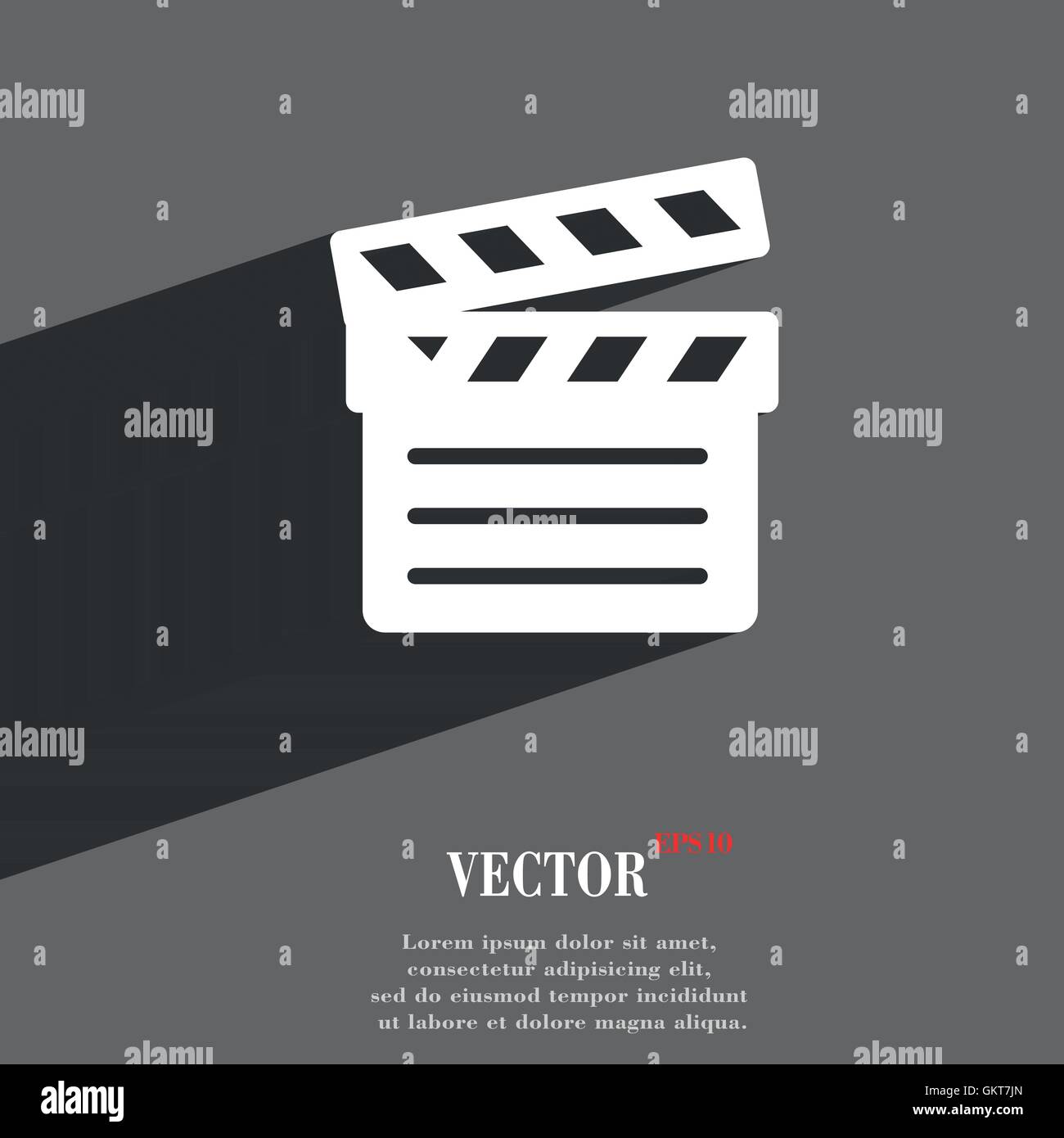 Cinema Clapper icon symbol Flat modern web design with long shadow and ...
