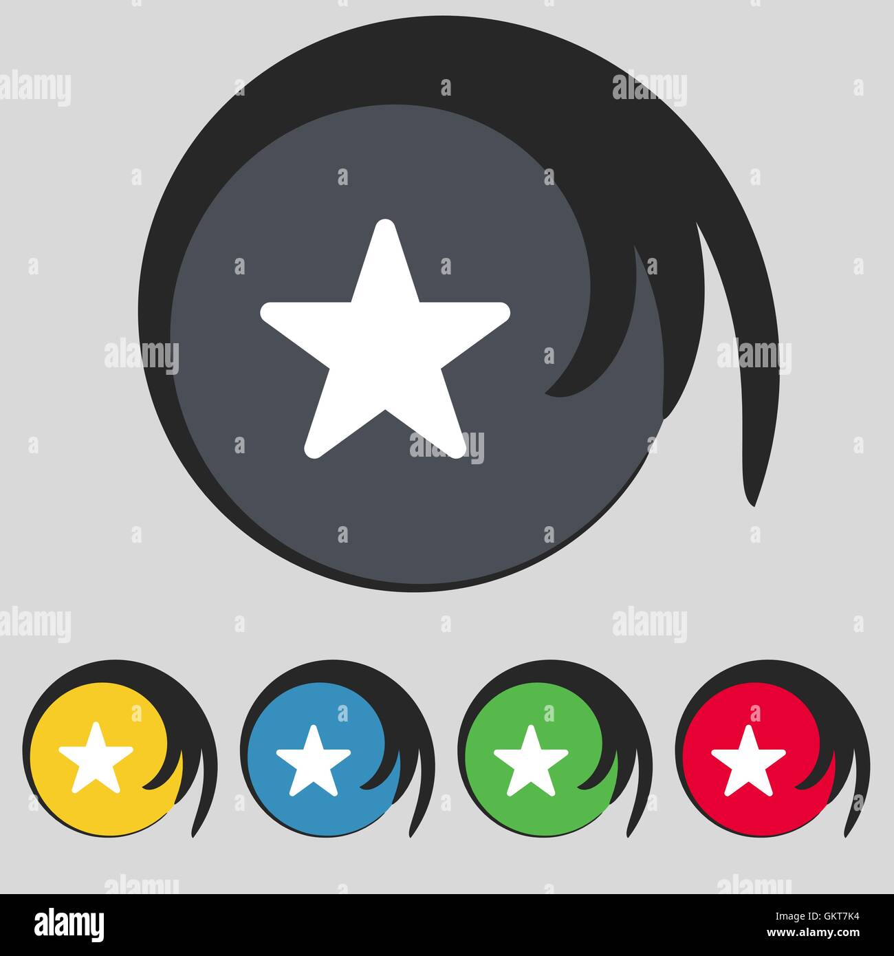 Favorite Star icon sign. Symbol on five colored buttons. Vector Stock ...