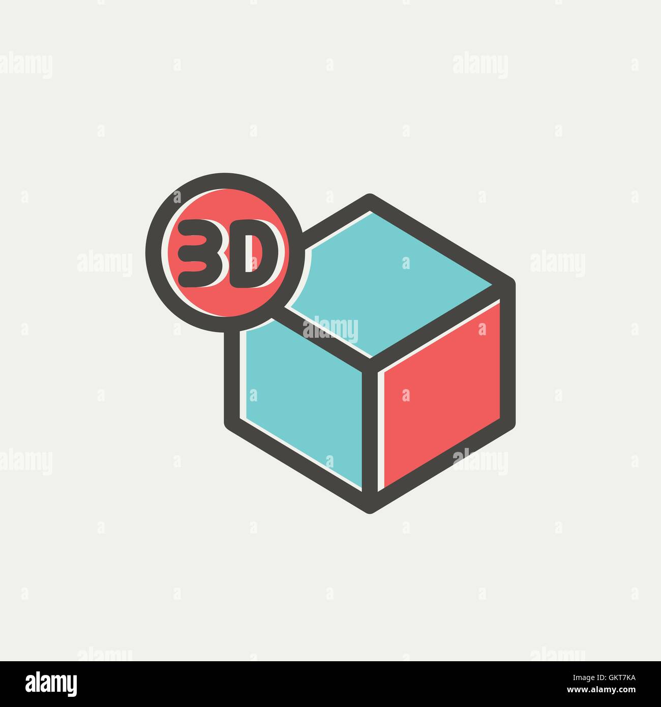 Three D box thin line icon Stock Vector Image & Art - Alamy