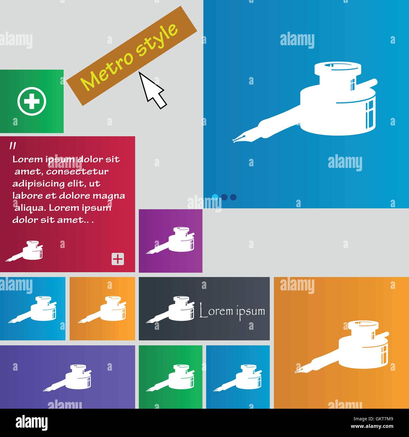 pen and ink icon sign. buttons. Modern interface website buttons with cursor pointer. Vector ...