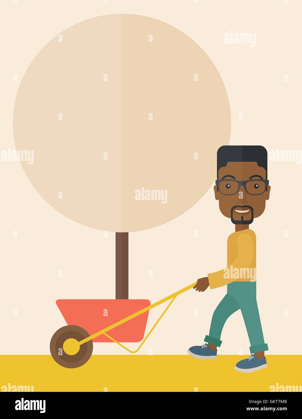 Young african man pushing the cart with tree Stock Vector Image & Art ...