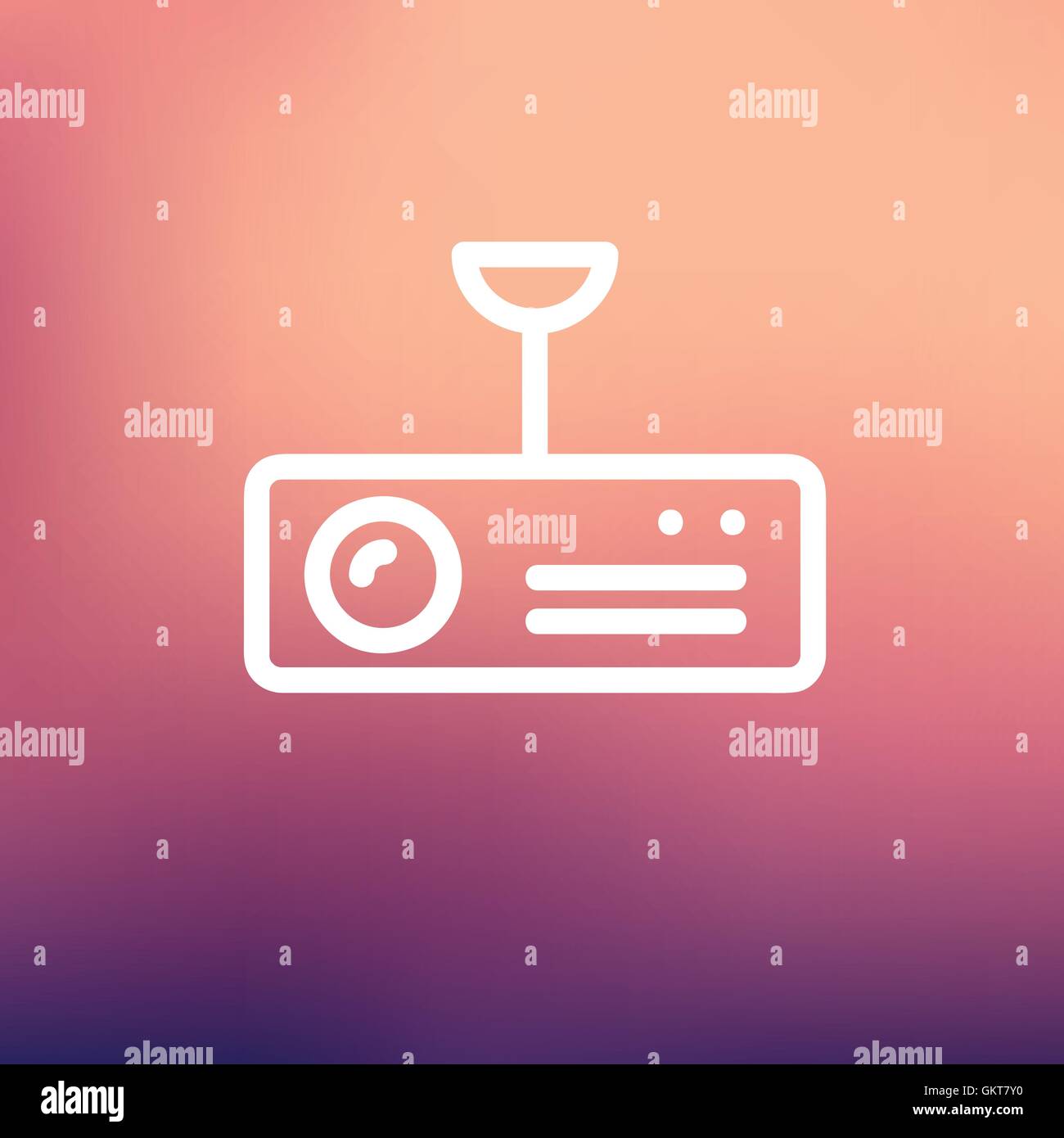 Vintage radio with analog dials and antenna thin line icon Stock Vector ...