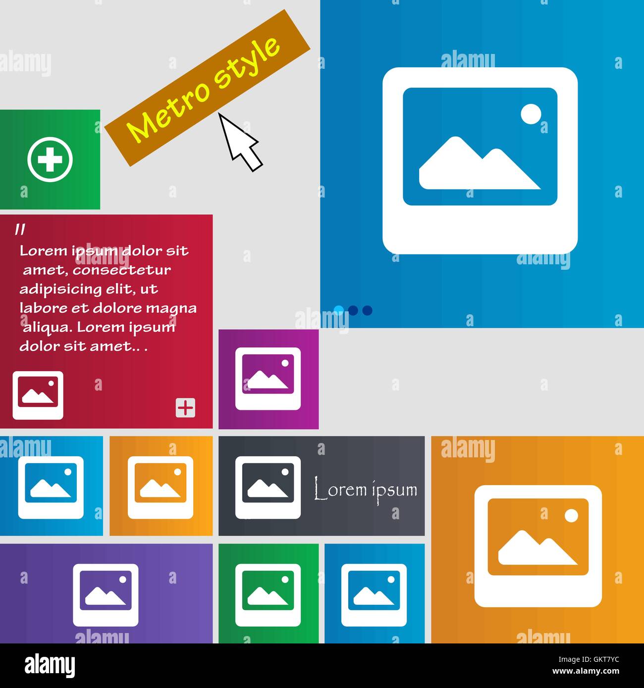 Photo frame template icon sign. Metro style buttons. Modern interface website buttons with ...