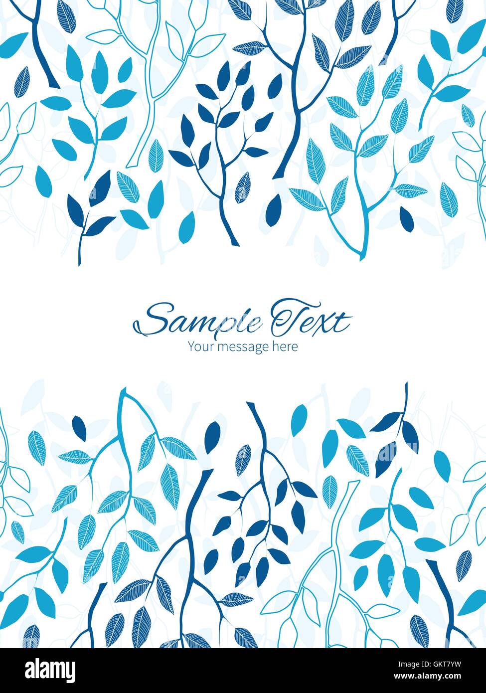 Vector blue forest vertical double borders frame invitation temp Stock ...