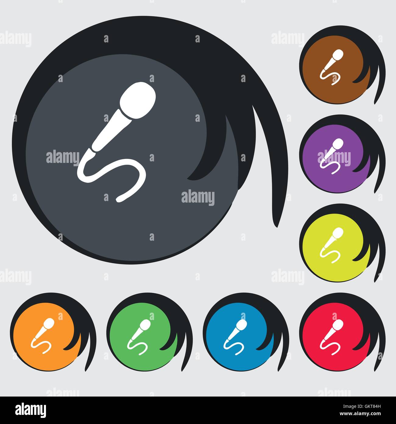 microphone icon sign. Symbol on eight colored buttons. Vector Stock ...