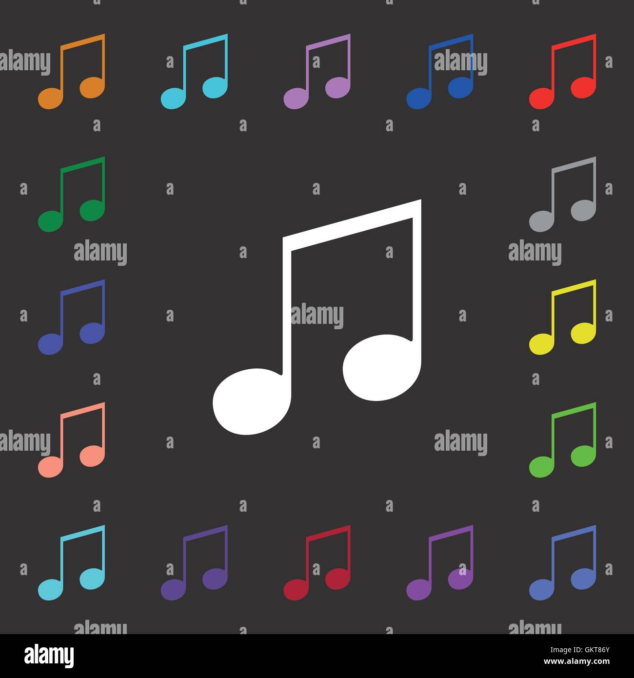 musical note, music, ringtone icon sign. Lots of colorful symbols for ...