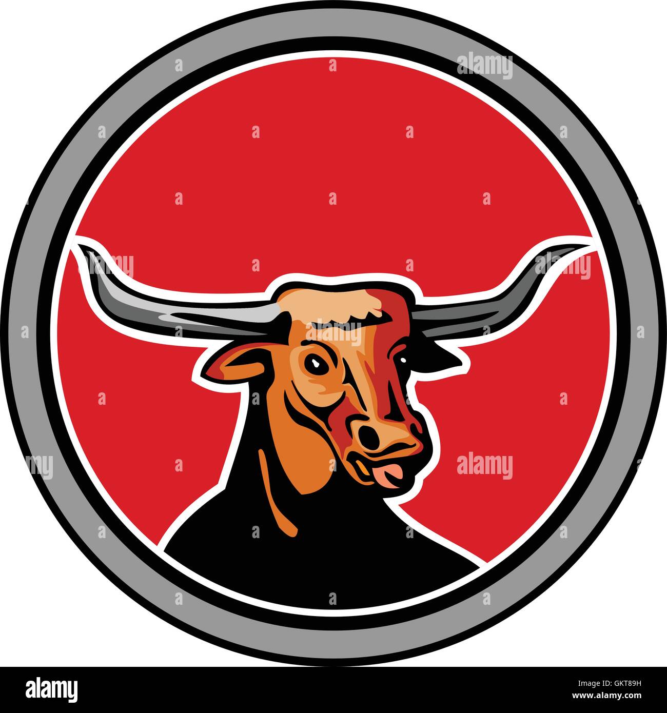 Texas Longhorn Red Bull Circle Retro Stock Vector Image & Art - Alamy