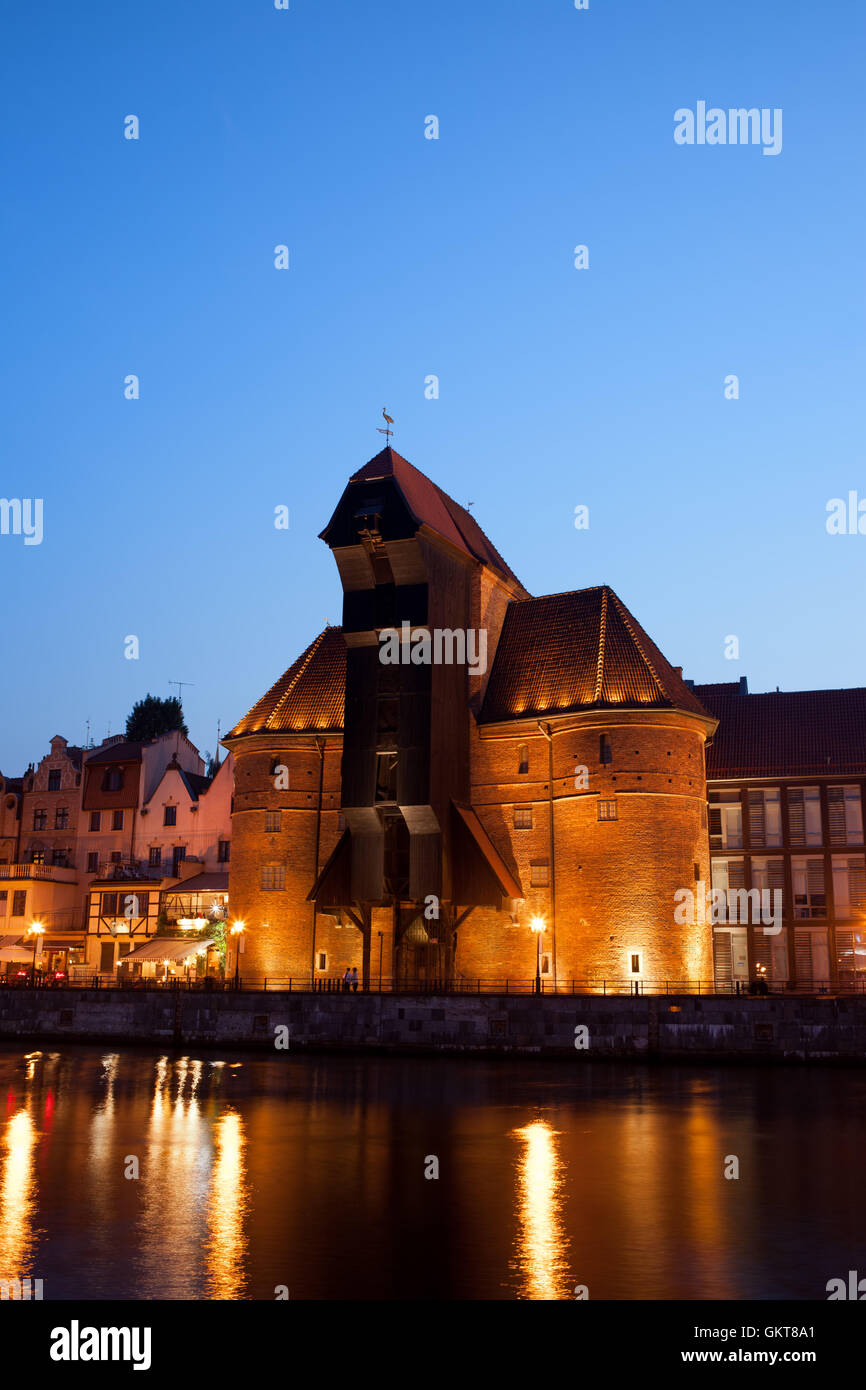 The Crane in Gdansk, Poland, medieval city landmark at river waterfront ...