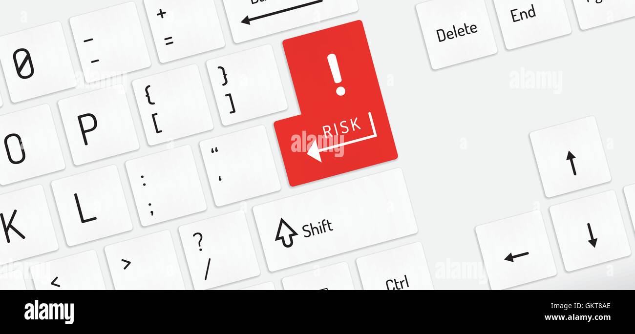 Red keyboard with exclamation mark symbol Stock Vector Images - Alamy