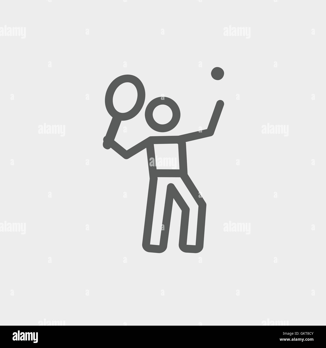 Tennis player in serving position thin line icon Stock Vector Image ...