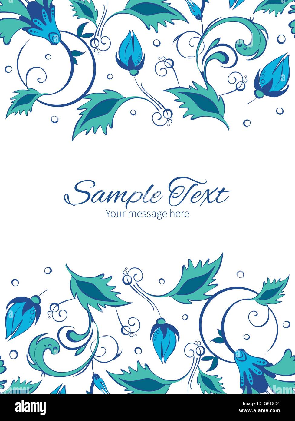 Vector blue green swirly flowers vertical double borders frame i Stock ...