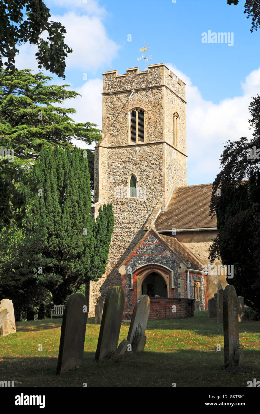 A view of the tower and south porch of the church of the Honour of the ...