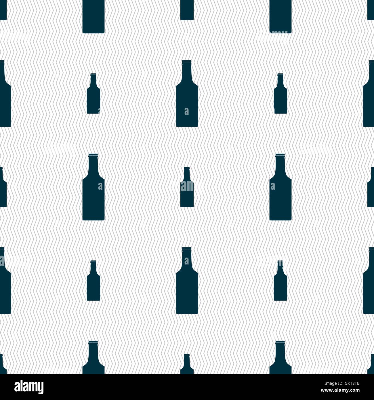 bottle icon sign. Seamless pattern with geometric texture. Vector Stock ...