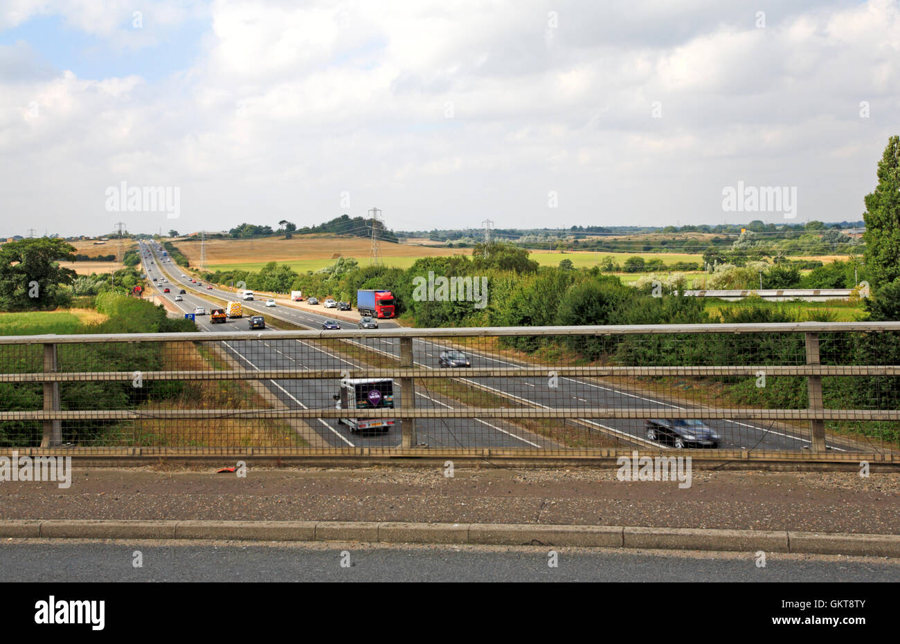 A view of the Norwich Southern Bypass A47 road from the flyover bridge ...