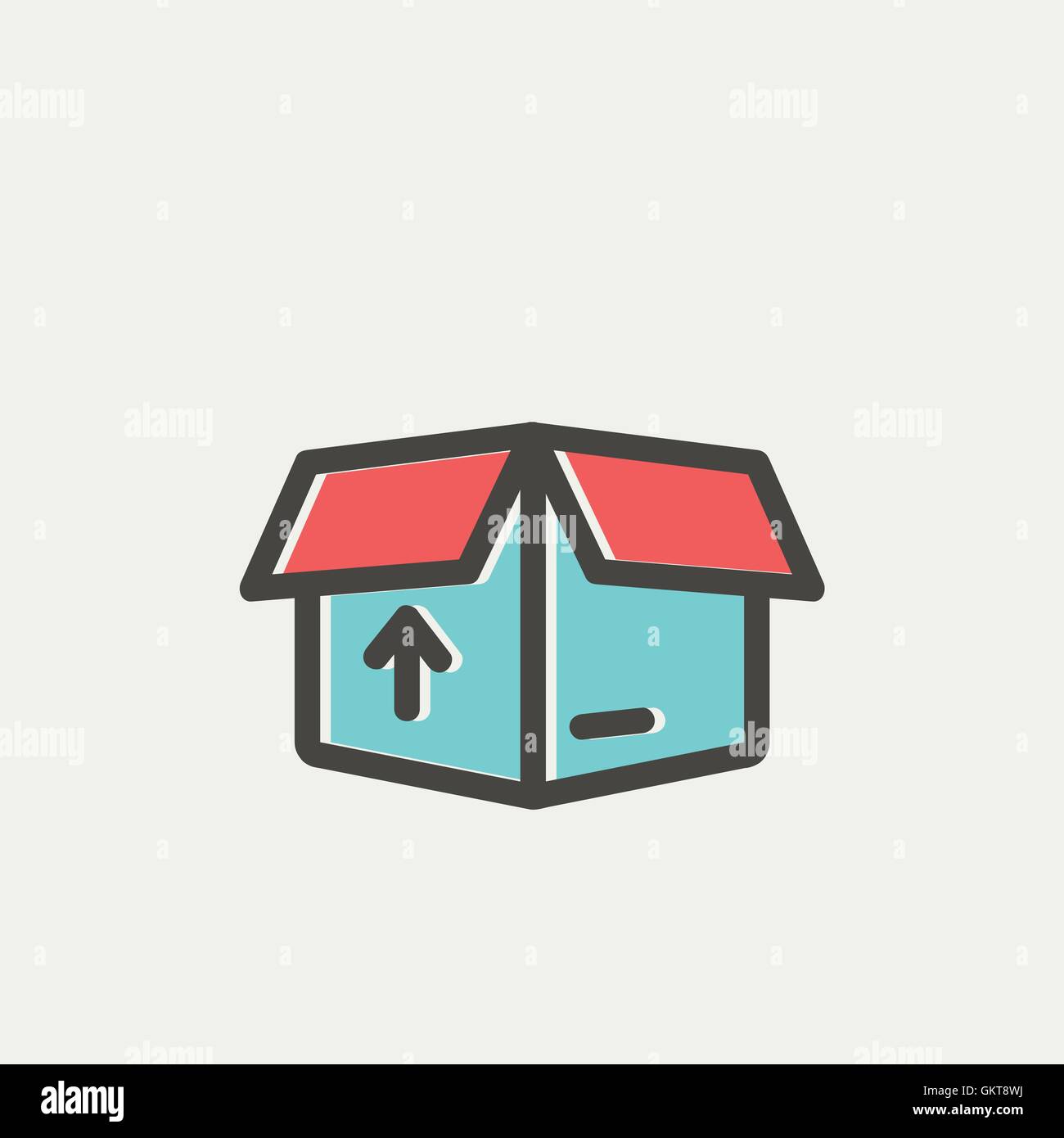 Box with arrow up inward, incoming, loading thin line icon Stock Vector ...