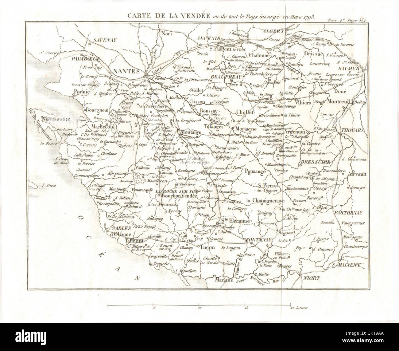 Guerre de Vendée 1793. Vendee insurgency, 1817 antique map Stock Photo ...
