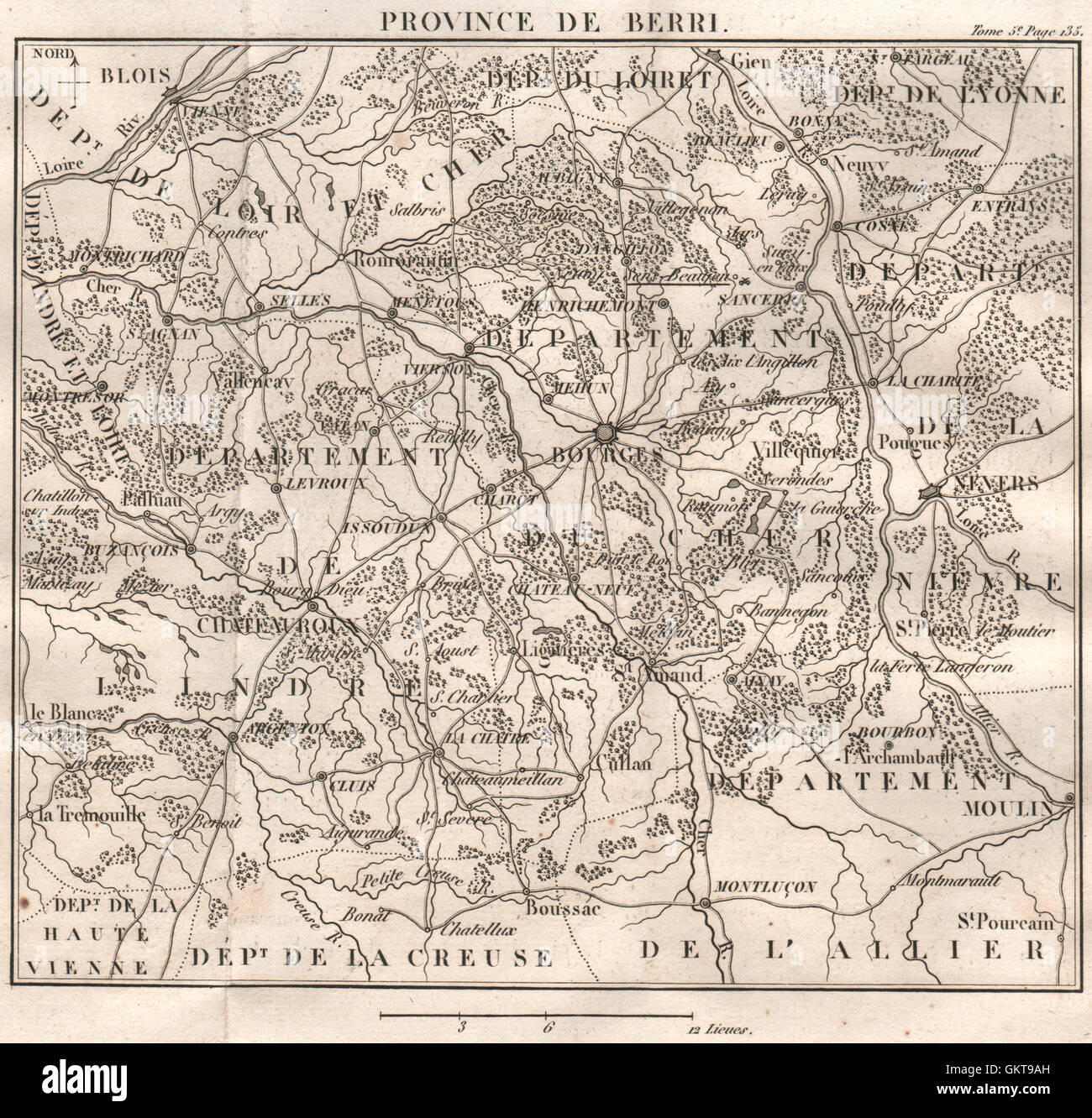 PROVINCE DE BERRY. Cher Indre Nievre. Bourges Chateauroux. France, 1817 ...