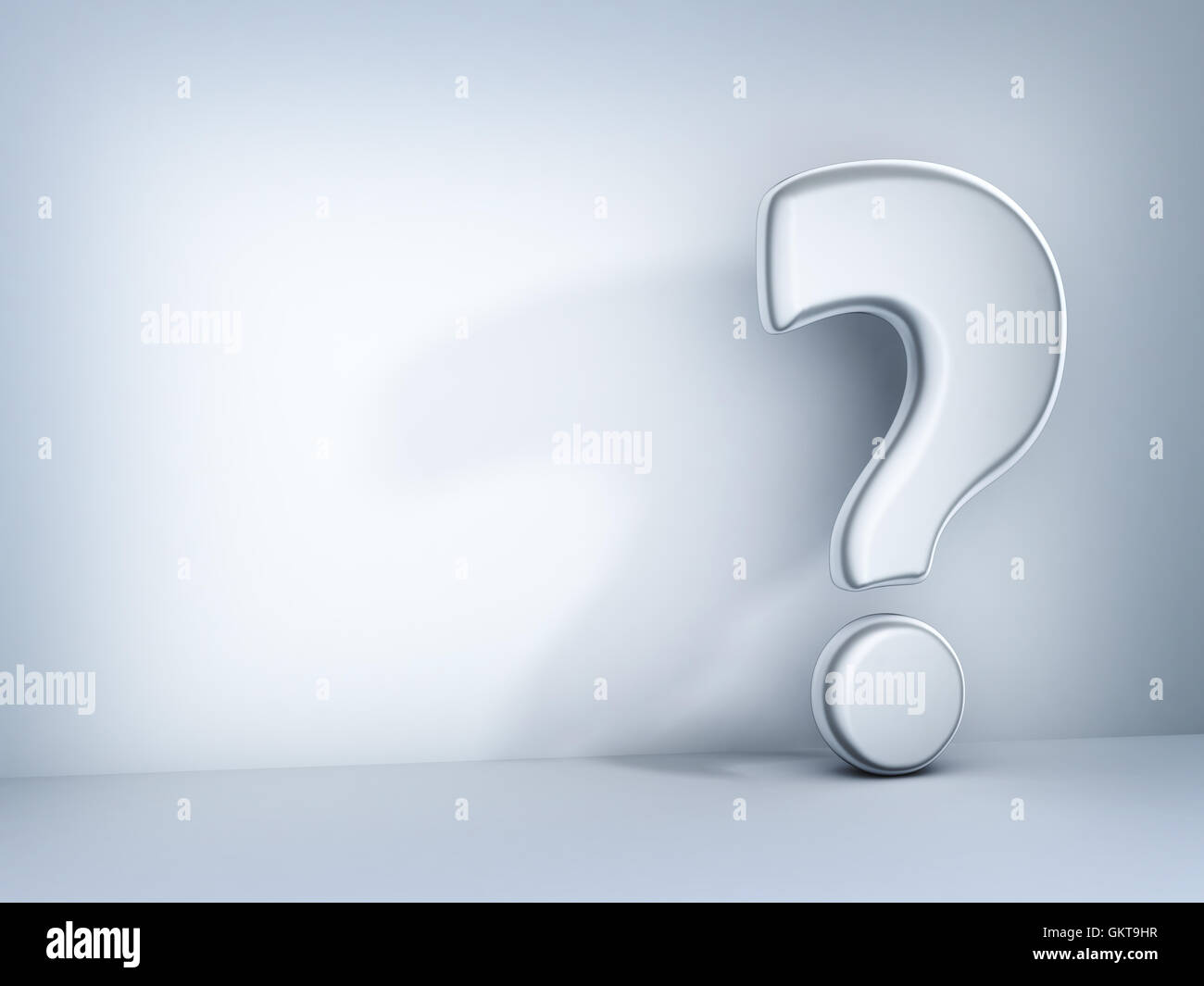White background and question (done in 3d rendering Stock Photo - Alamy
