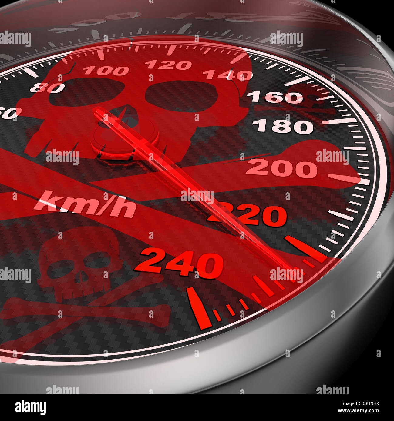 Car speedometer and red skull (done in 3d rendering Stock Photo - Alamy