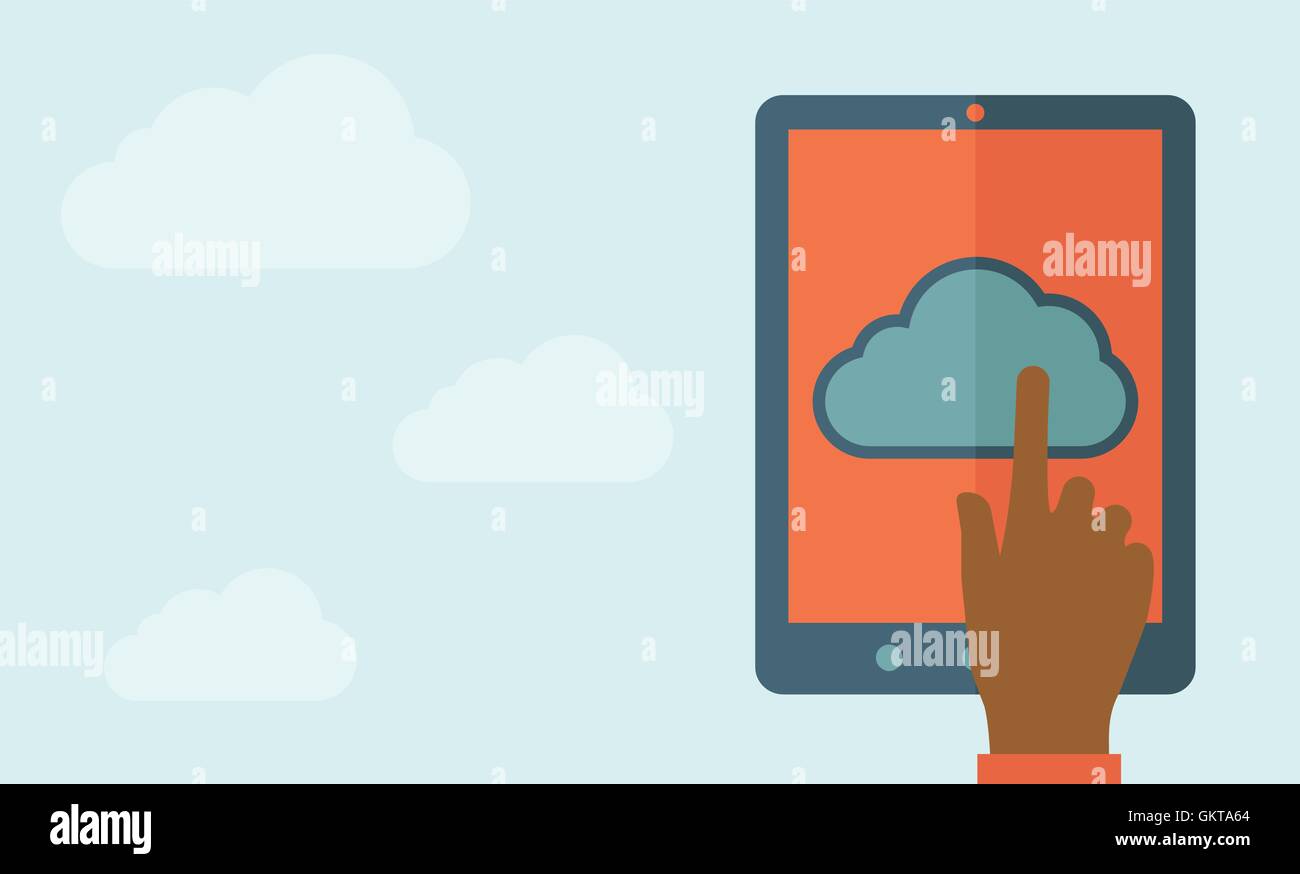 Hand touching cloud Stock Vector Images - Alamy