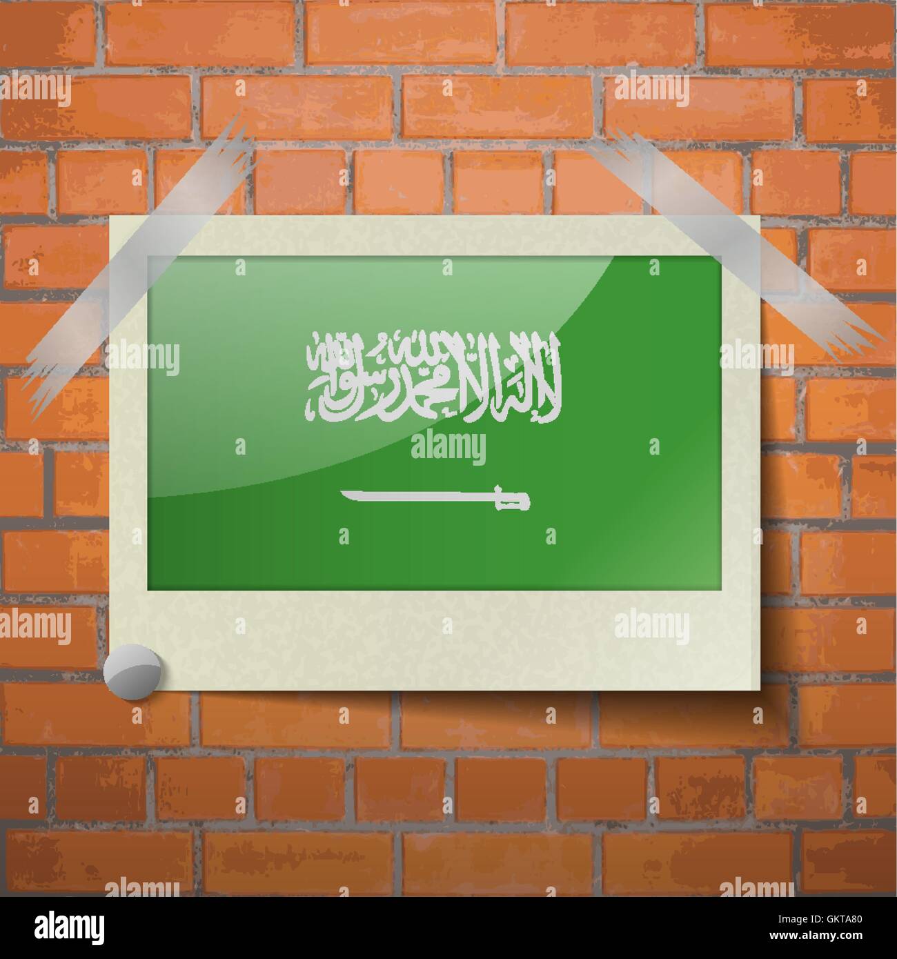 Flags Saudi Arabia scotch taped to a red brick wall Stock Vector Image ...
