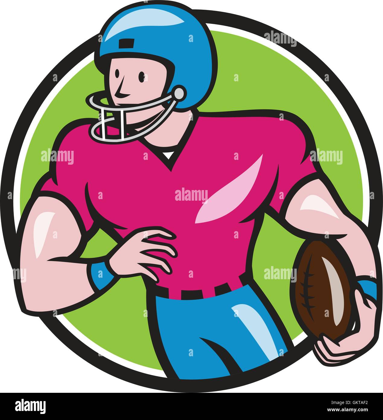 American Football Receiver Running Circle Cartoon Stock Vector Image ...