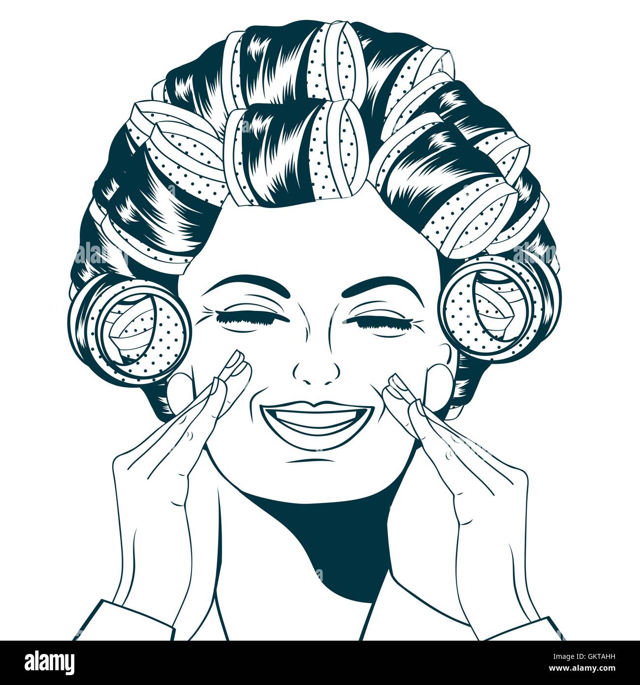 Curly hair woman cartoon hi-res stock photography and images - Alamy