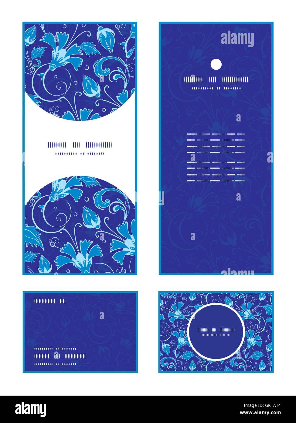 Vector dark blue turkish floral vertical frame pattern invitatio Stock ...