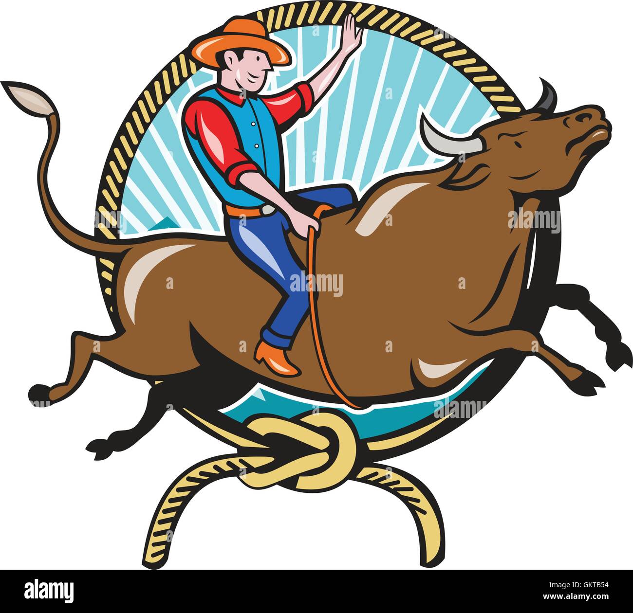 Rodeo cowboy bull riding cartoon hi-res stock photography and images ...