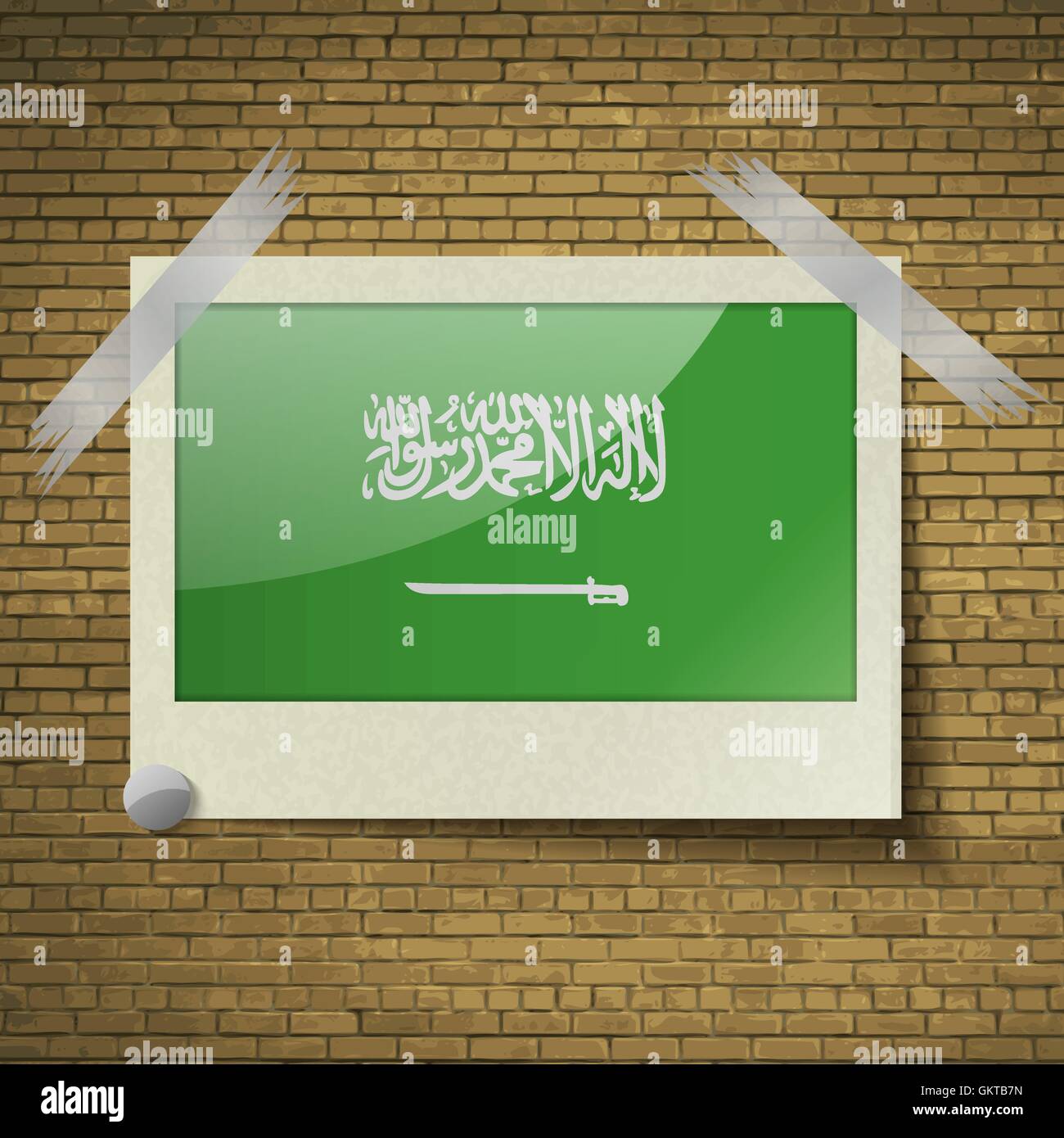 Flags Saudi Arabiaat frame on a brick background. Vector Stock Vector ...