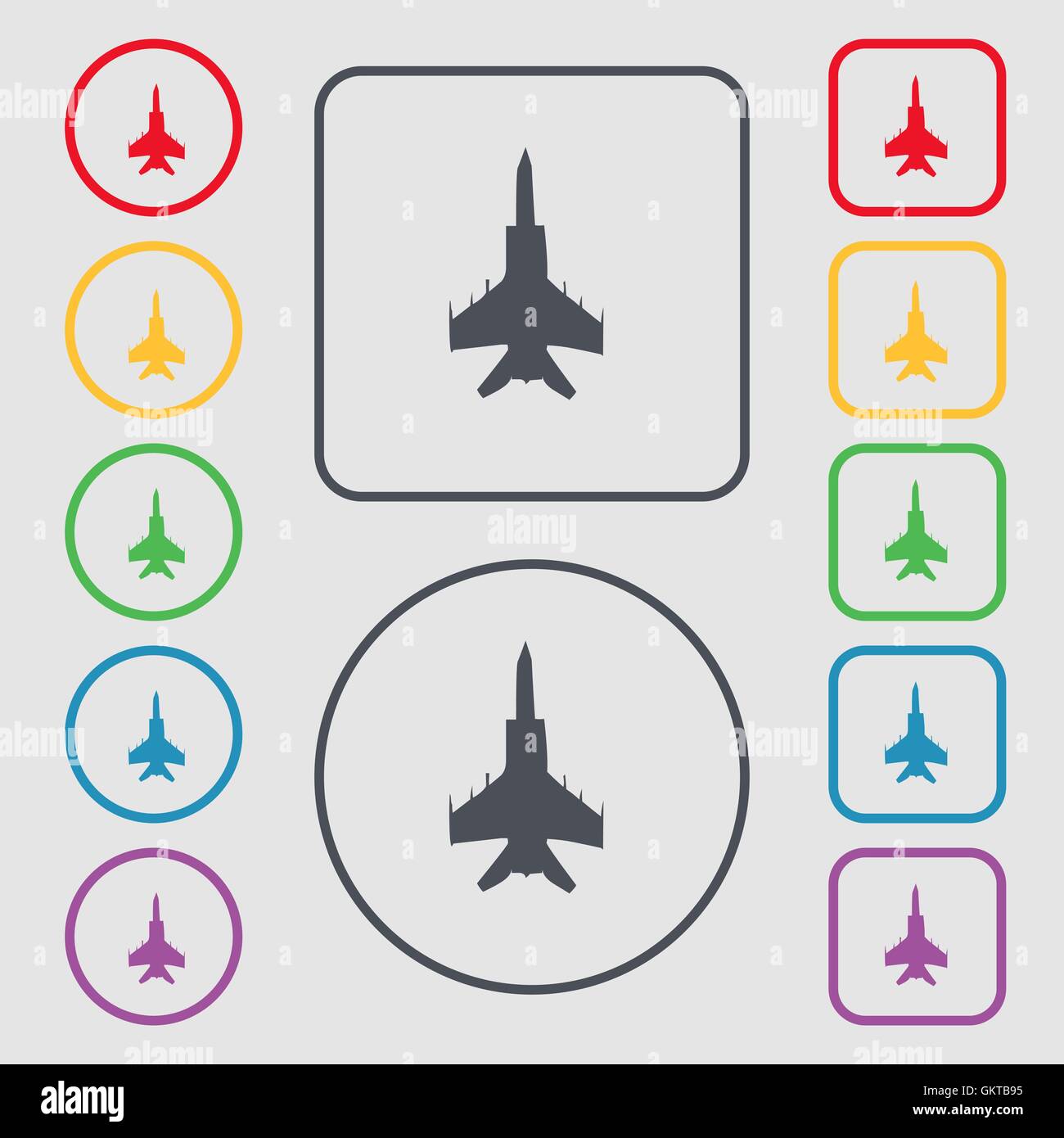 fighter icon sign. symbol on the Round and square buttons with frame ...