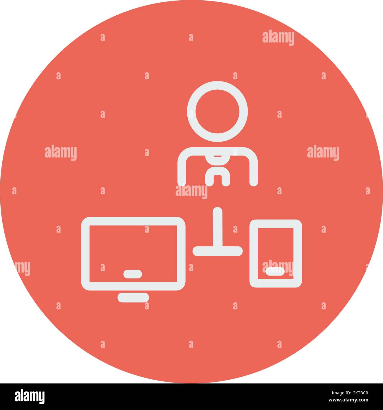 Man with computer set thin line icon Stock Vector Image & Art - Alamy