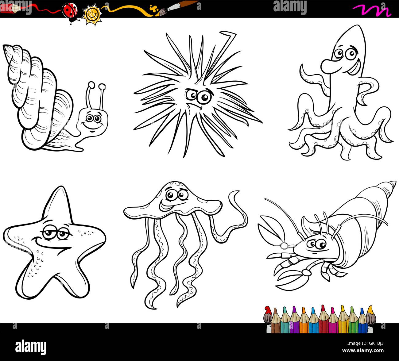 Cute ocean animals coloring book hi-res stock photography and images ...