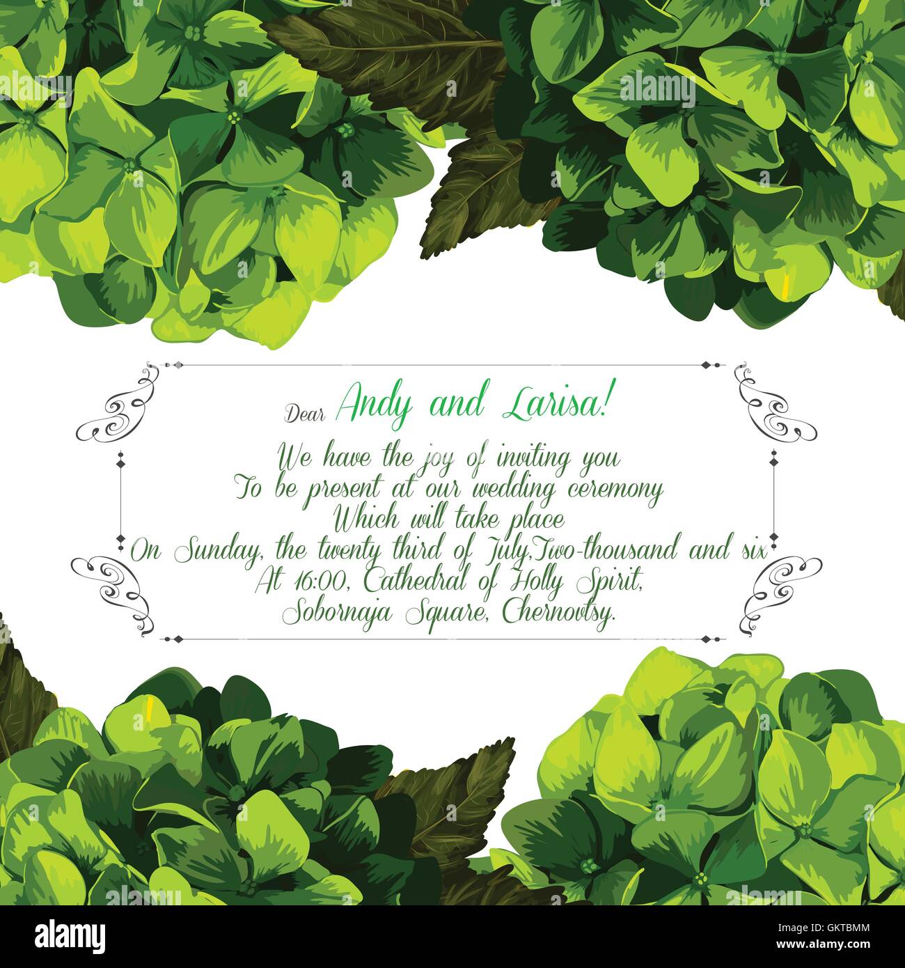 Wedding invitation with hydrangea for your design. Vector Stock Vector ...