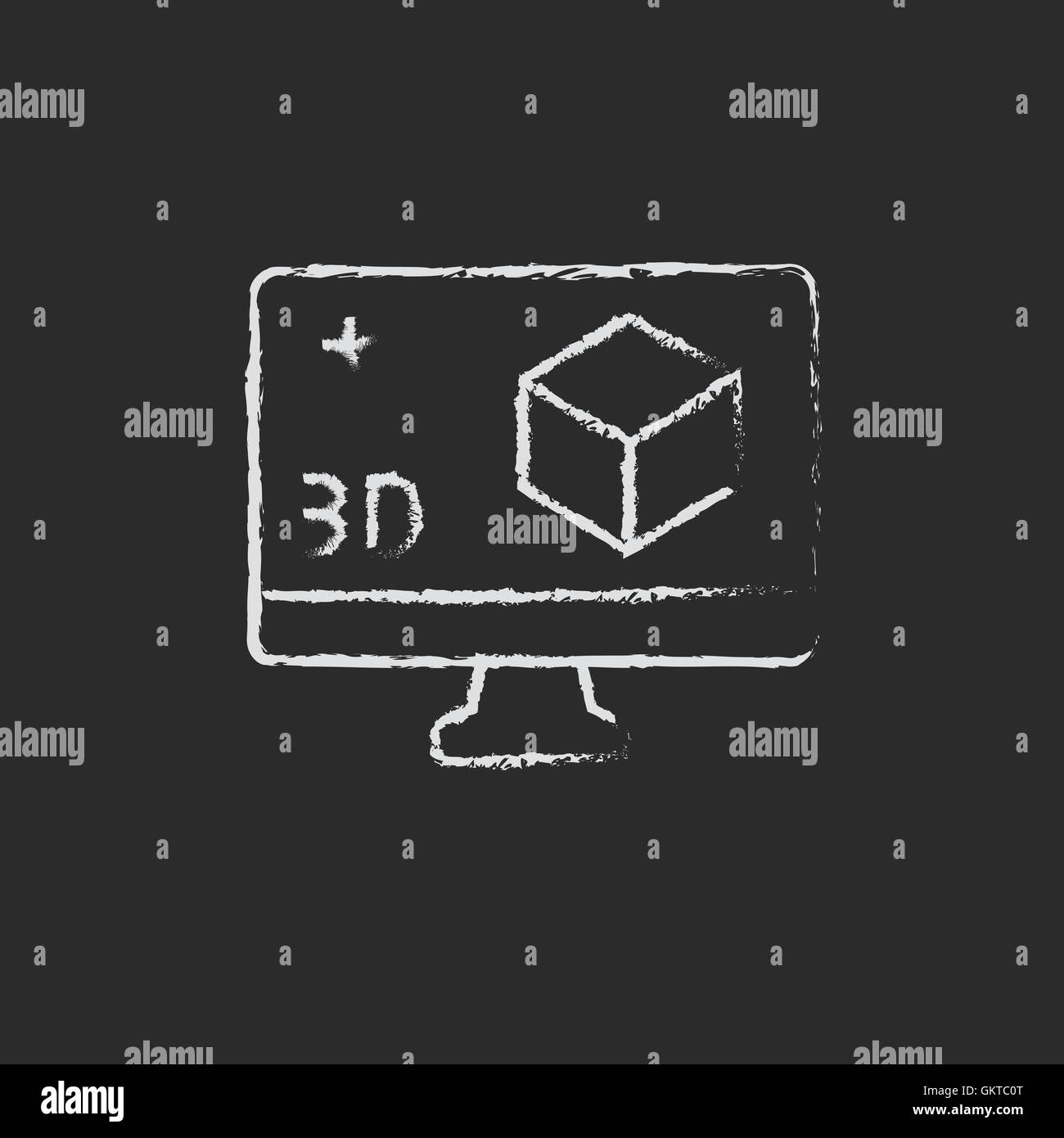 Computer monitor with 3d box drawn in chalk Stock Vector Image & Art ...