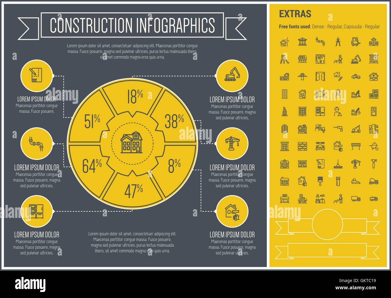 Construction Line Design Infographic Template Stock Vector Image & Art ...