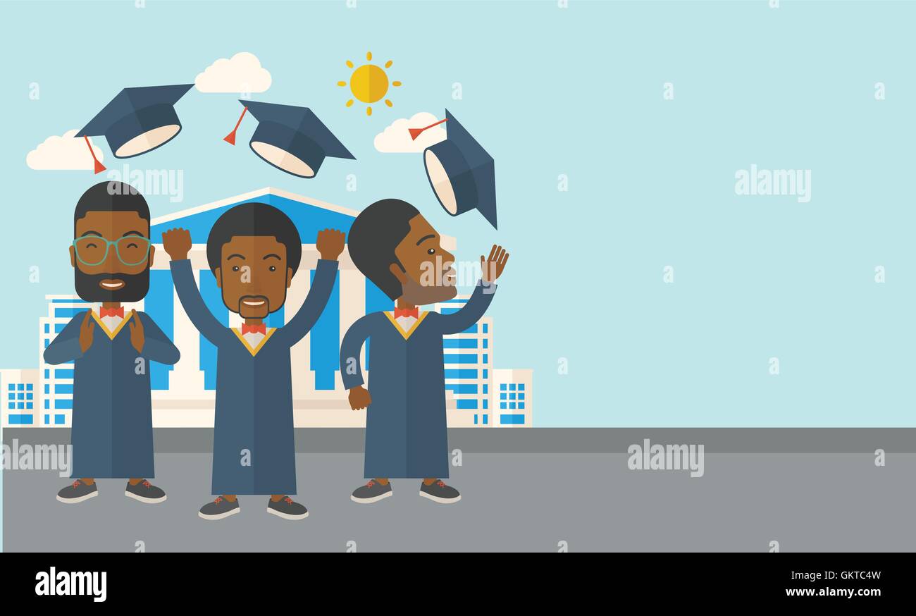 Three men throwing graduation cap Stock Vector Image & Art - Alamy