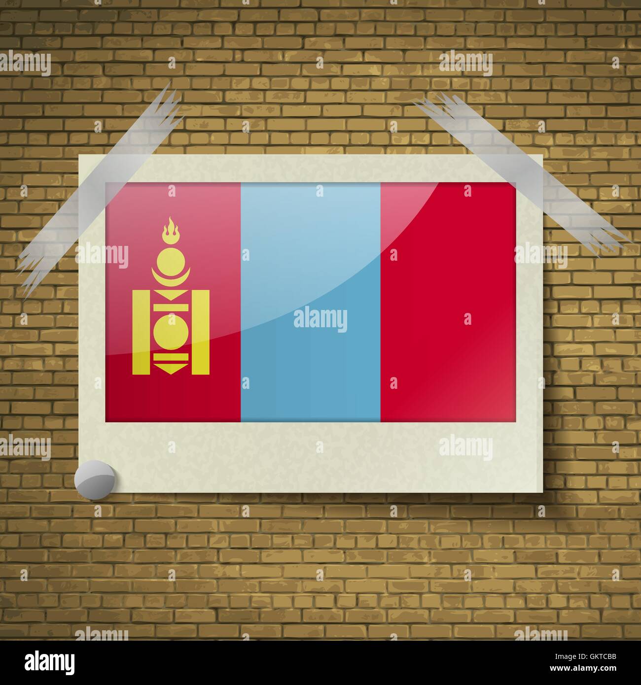 Flags Mongoliaat frame on a brick background. Vector Stock Vector Image ...