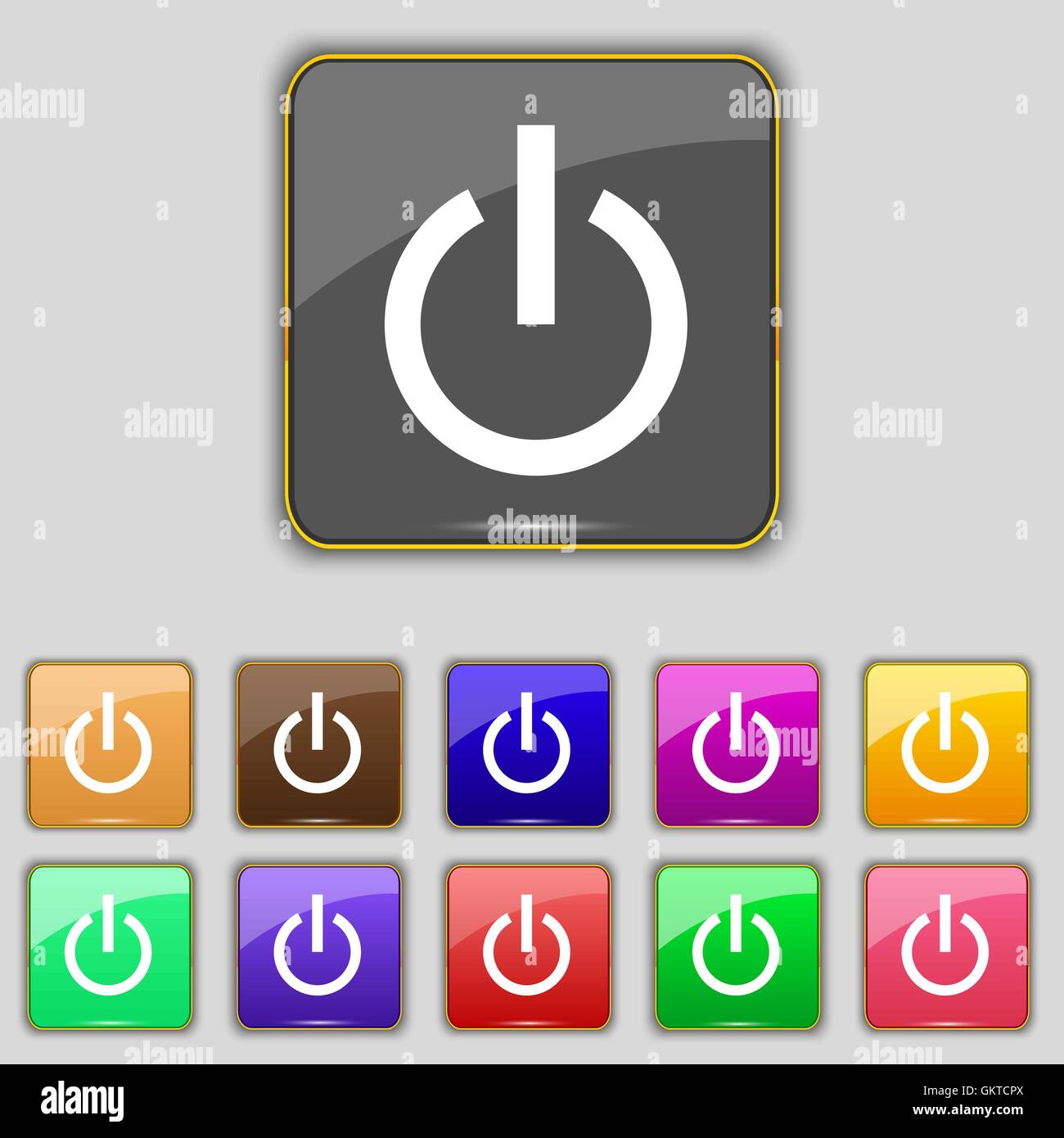 Power icon sign. Set with eleven colored buttons for your site. Vector ...