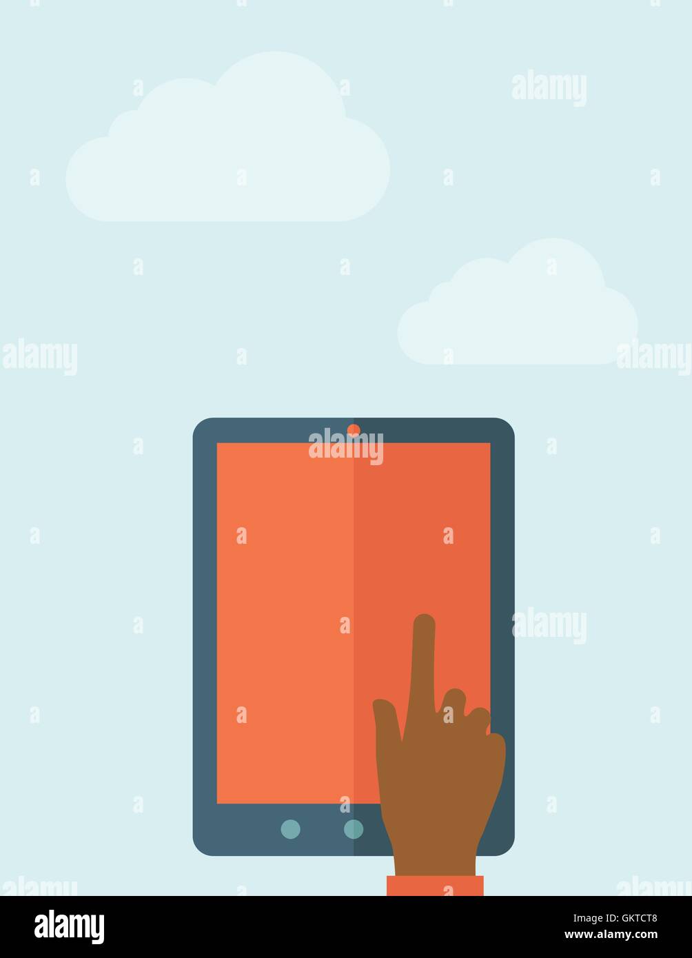 Hand touching blank screen of tablet computer Stock Vector Image & Art ...