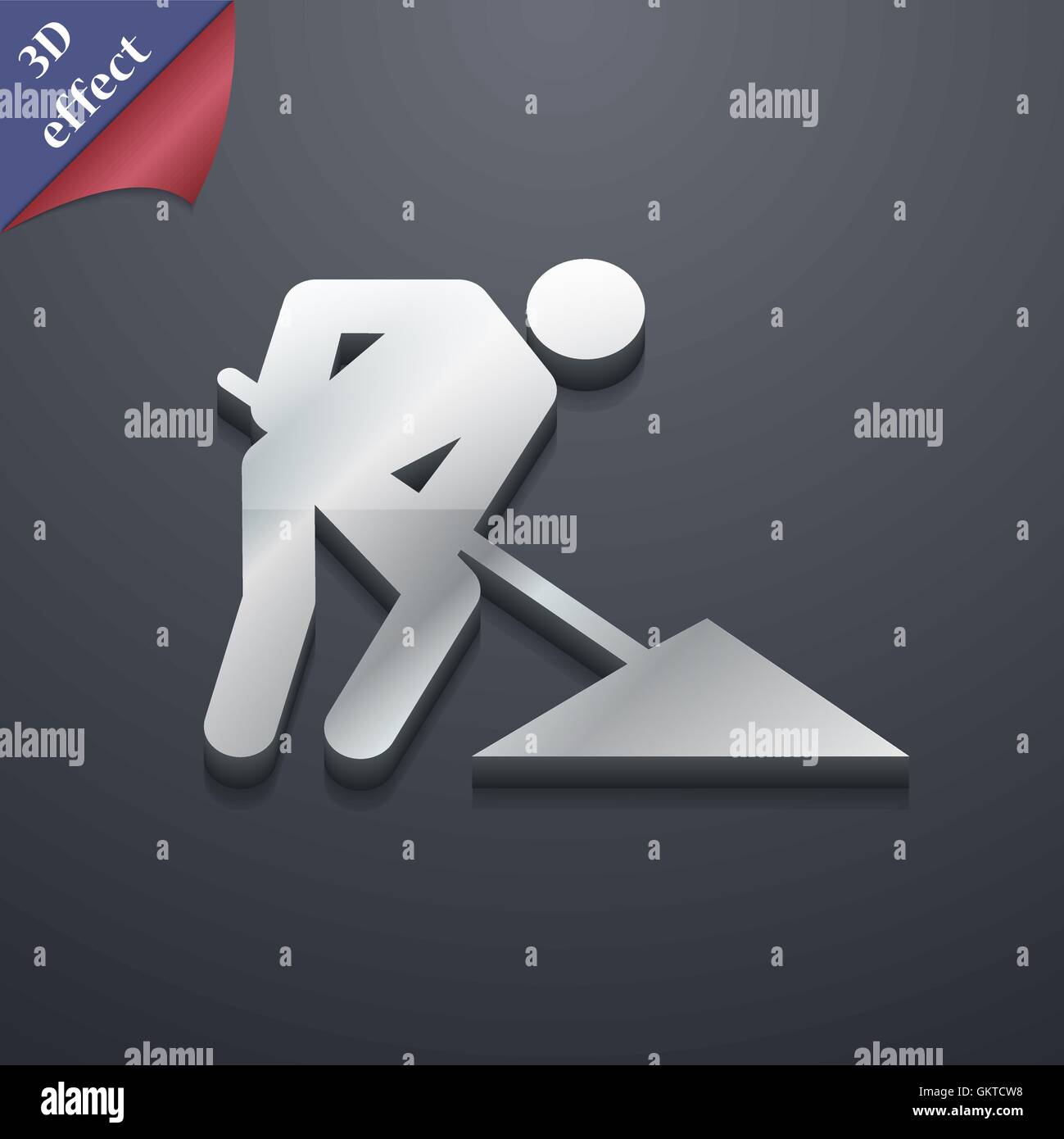 repair of road, construction work icon symbol. 3D style. Trendy, modern ...