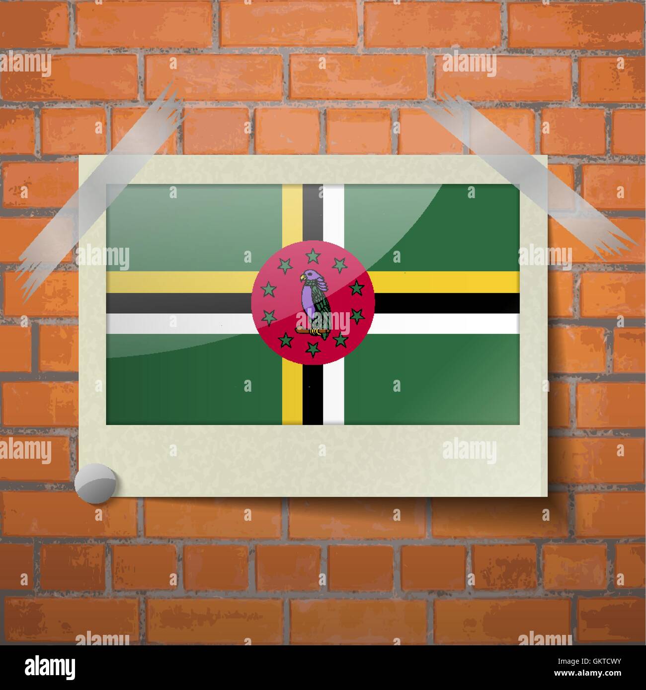 Flags Dominica Scotch Taped To A Red Brick Wall Stock Vector Image