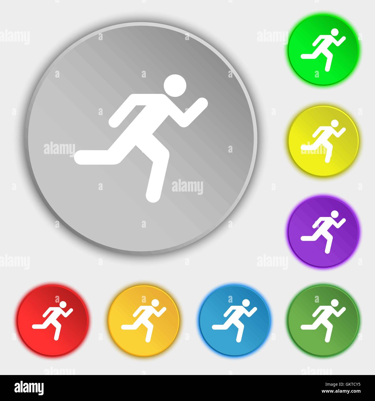 running man icon sign. Symbol on five flat buttons. Vector Stock Vector ...